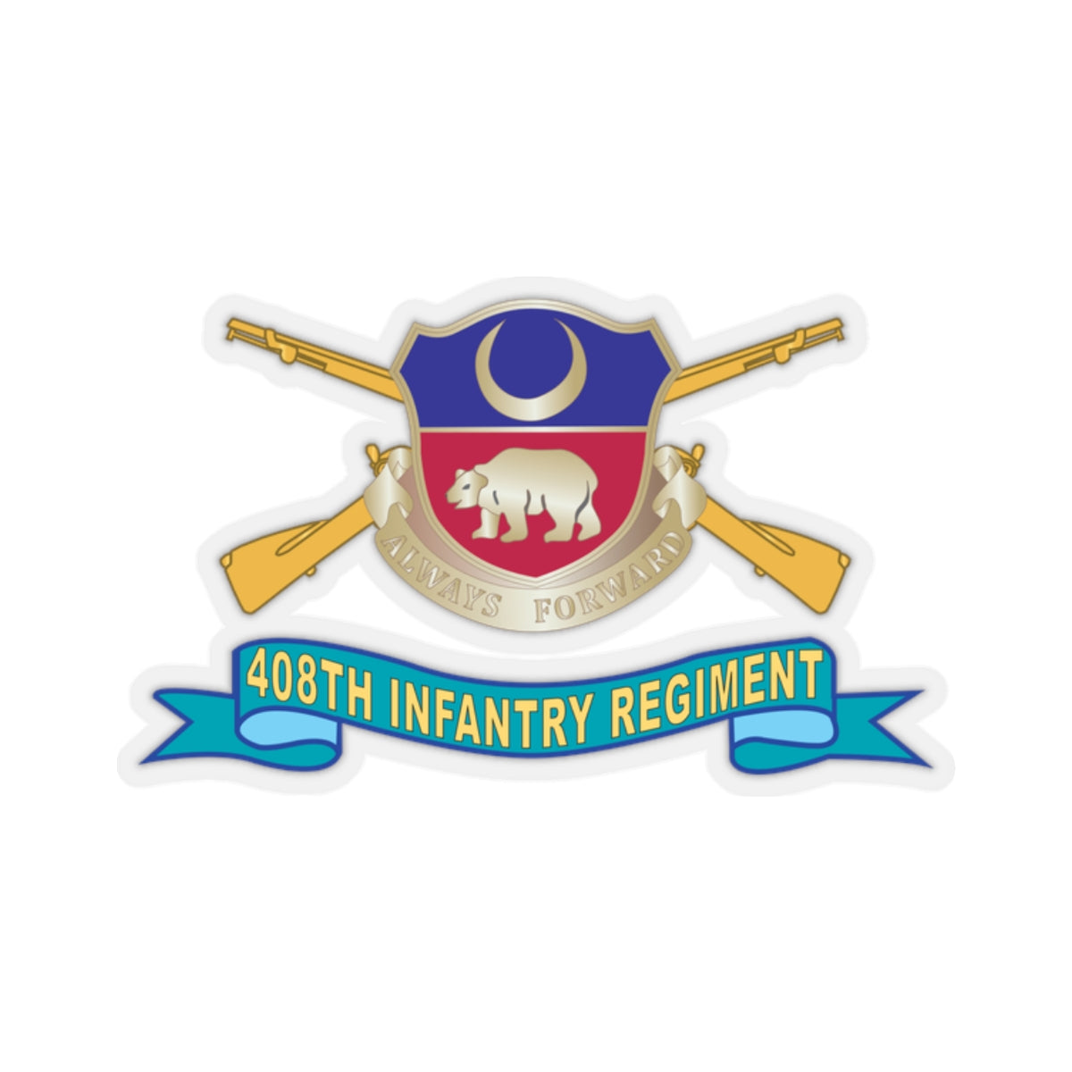 Kiss-Cut Stickers - Army - 408th Infantry Regiment - DUI w Br - Ribbon ...