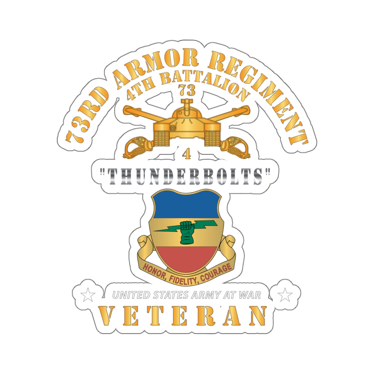 Kiss-Cut Stickers - Army - 4th Battalion 73rd Armor Regiment,Thunderbo ...