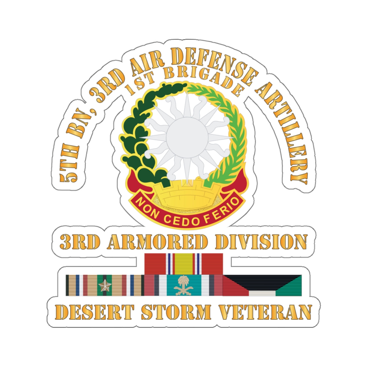 Kiss-Cut Stickers - Army - 5th Bn, 3rd ADA - 3rd Armored Divi - Desert ...