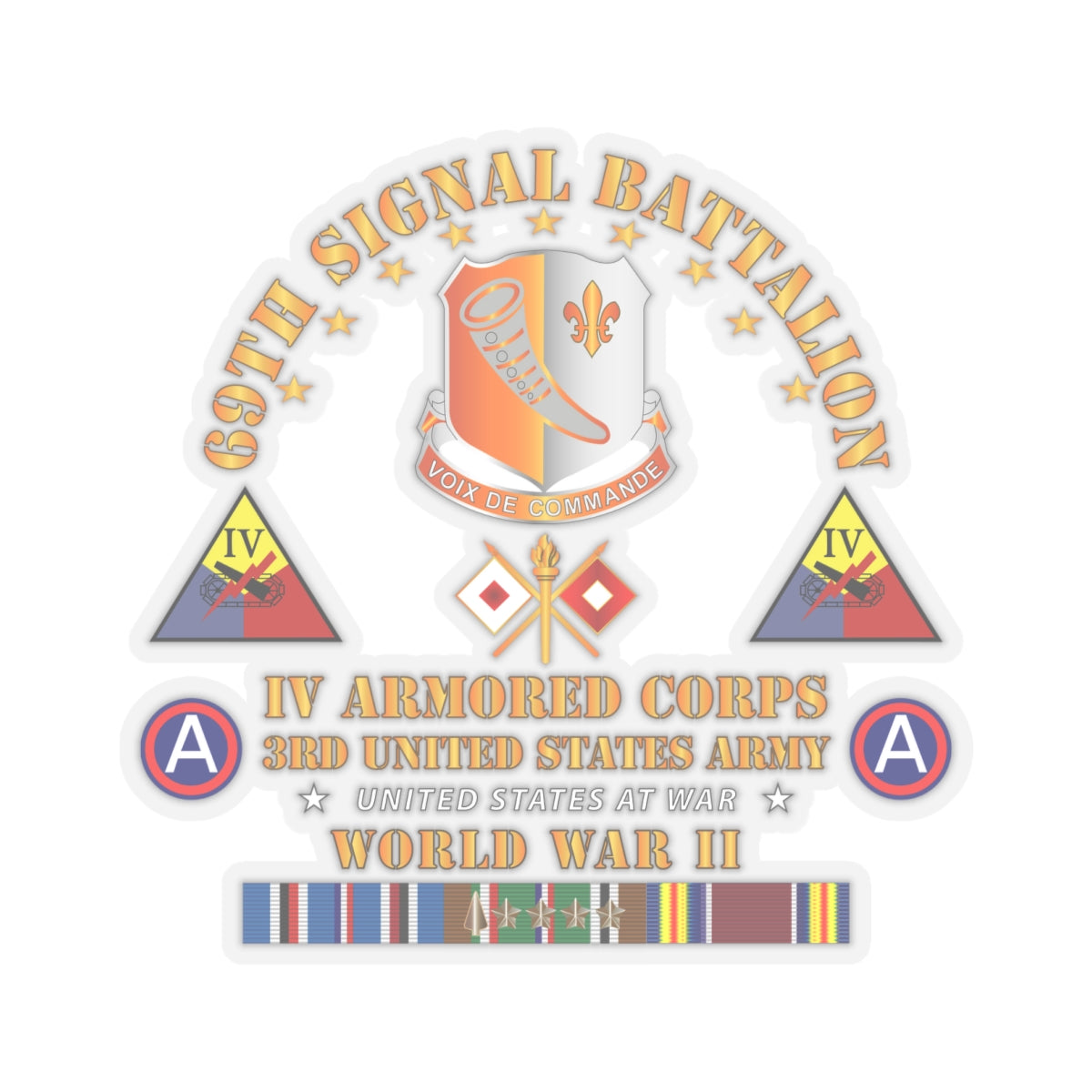 Kiss-Cut Stickers - Army - 69th Signal Bn - IV Armored Corps - 3rd Arm ...