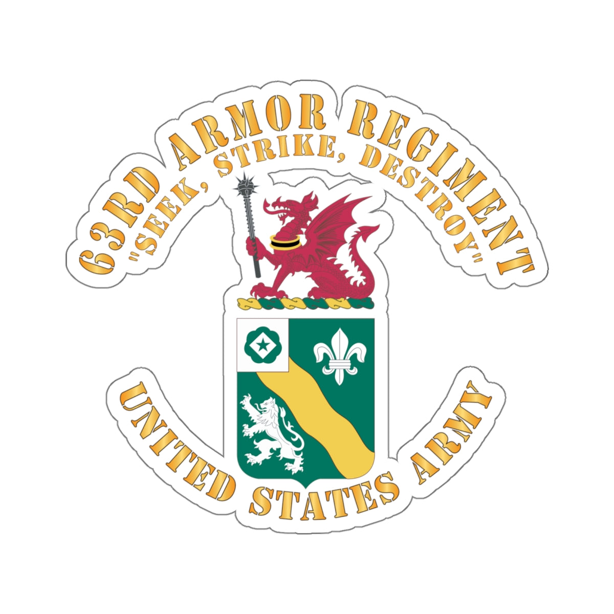 Kiss-Cut Stickers - Army - COA - 63rd Armor w Txt – MIP Brand Store