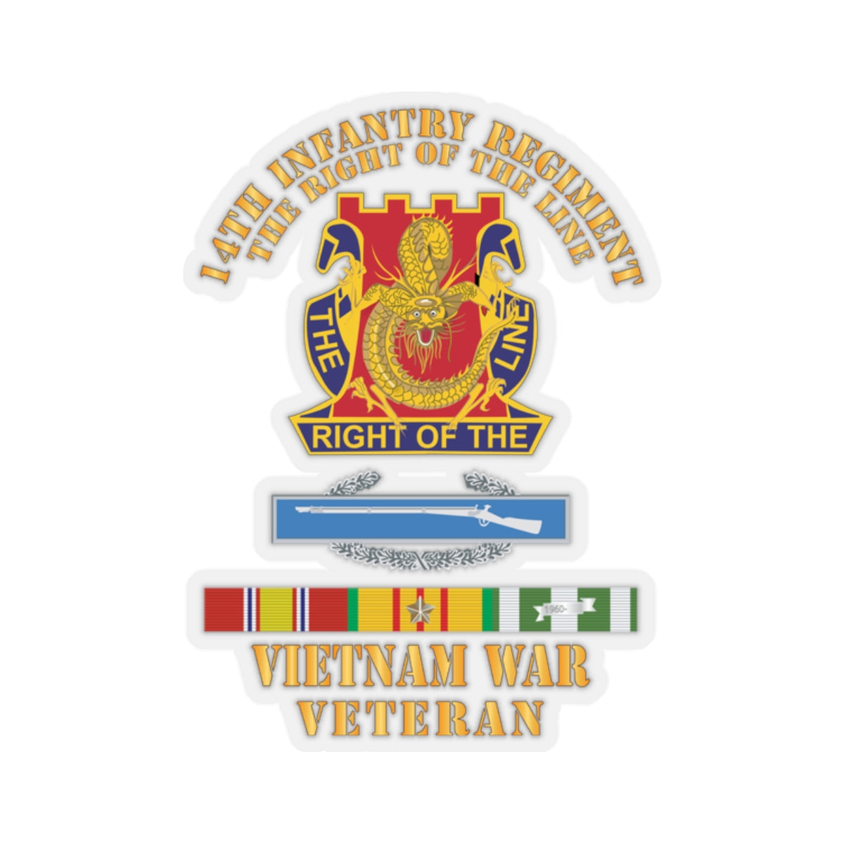 Kiss-Cut Stickers - Army - DUI - 14th Infantry Regiment The right of t ...