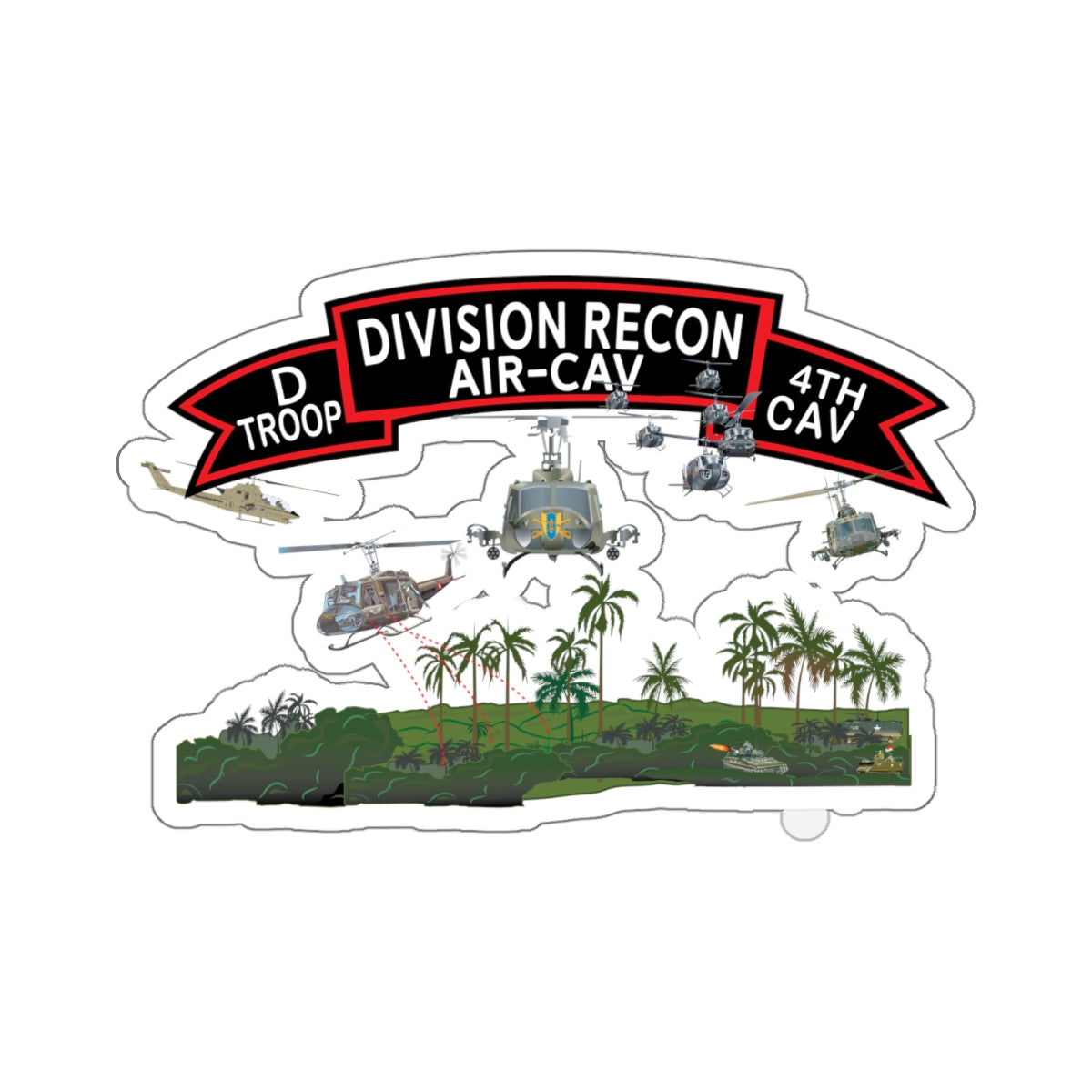 Kiss-Cut Stickers - D Troop 4th Cav - Division Recon w Aircraft – MIP ...