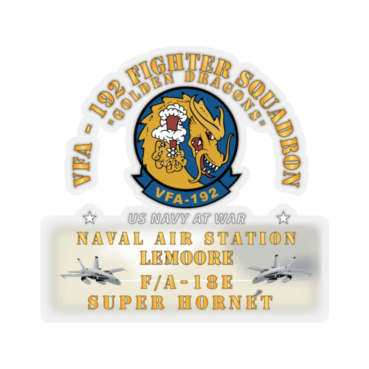 Kiss-Cut Stickers - Navy - VFA - 192 - Golden Dragons - FA 18E Super H ...