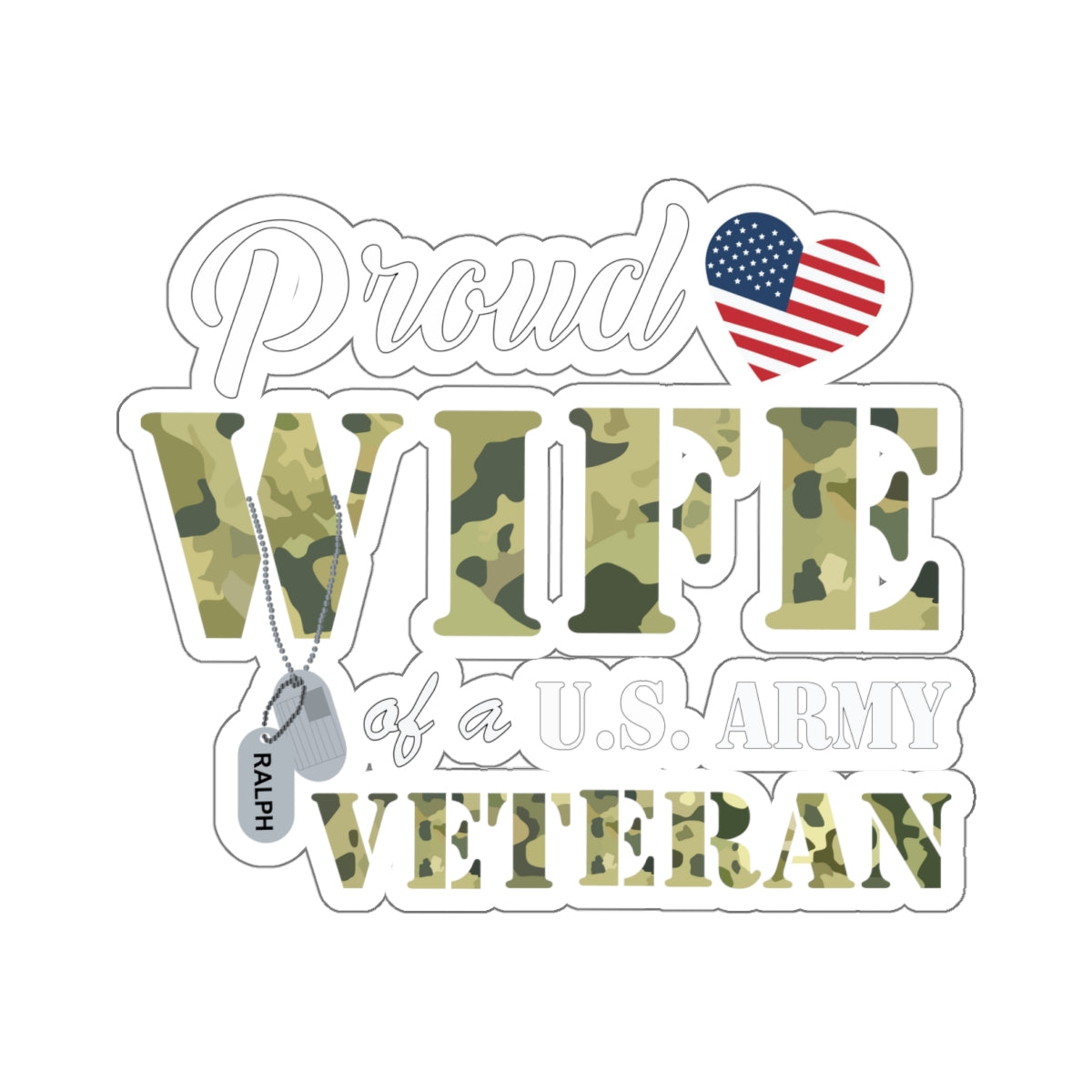 Kiss-Cut Stickers - Proud Wife Of A Us Army Veteran - Ralph X 300 – MIP ...