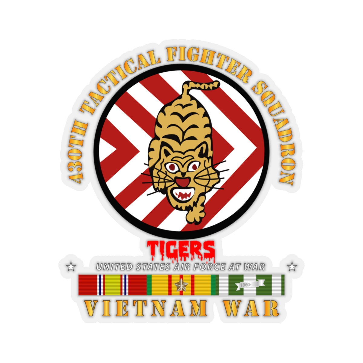 Kiss-Cut Stickers - USAF - 430th Tactical Fighter Squadron - Tigers w ...