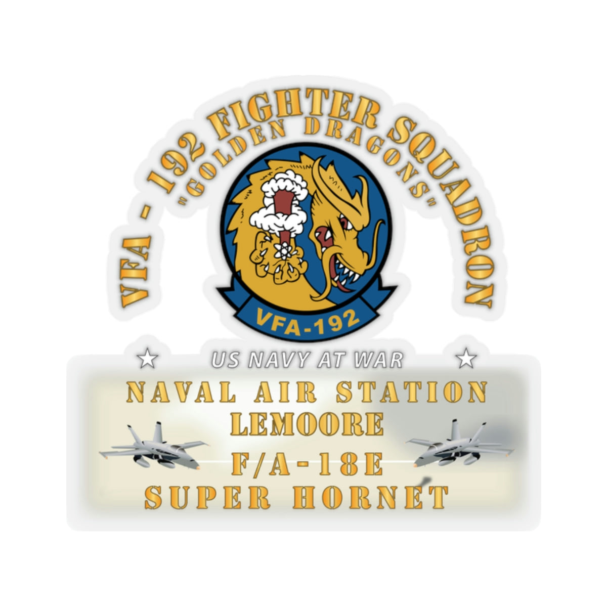 Kiss-Cut Stickers - VFA - 192 - Golden Dragons - FA 18e Super Hornet N ...