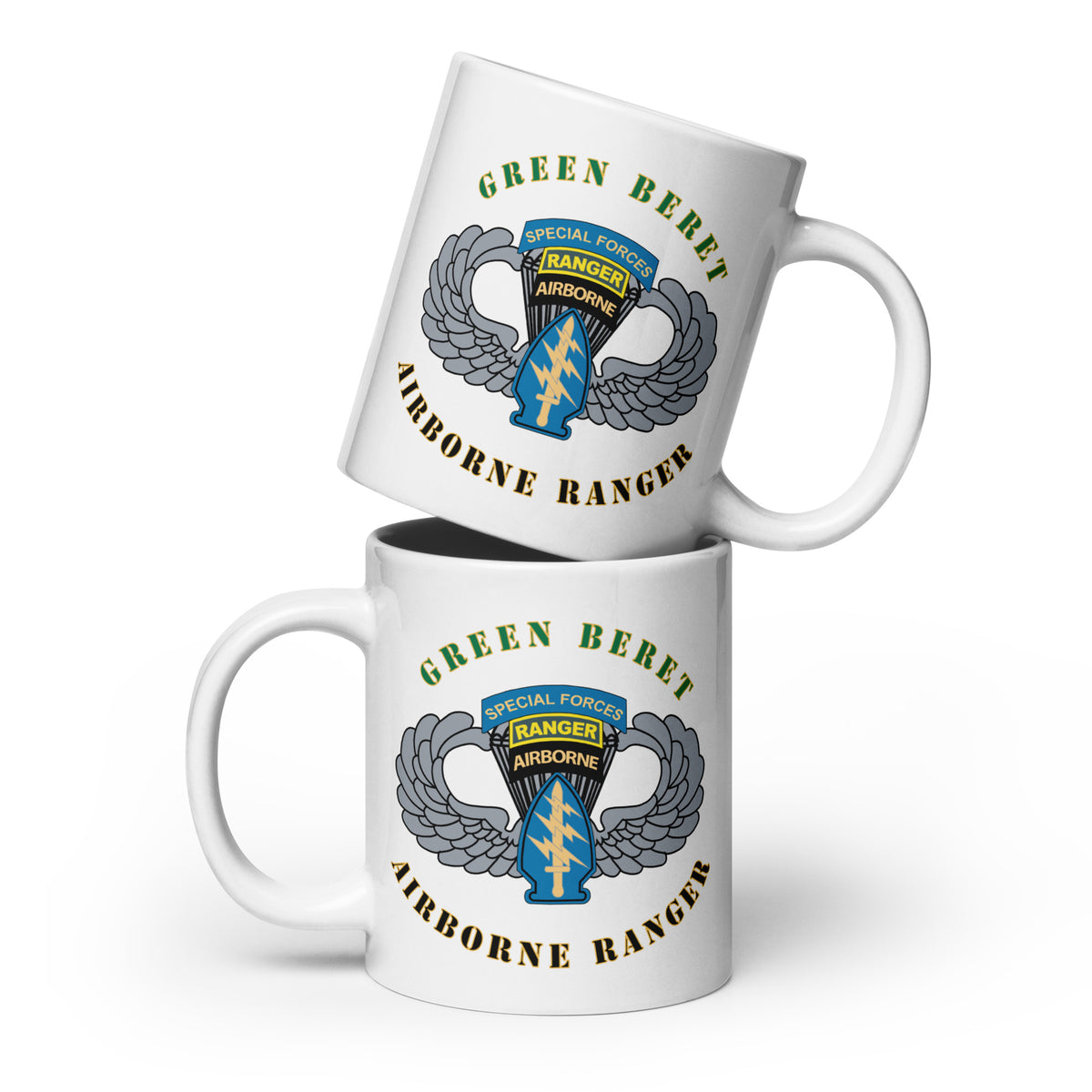 White Glossy Mug - Emblem - SOF - Airborne Ranger - Green Beret – MIP ...