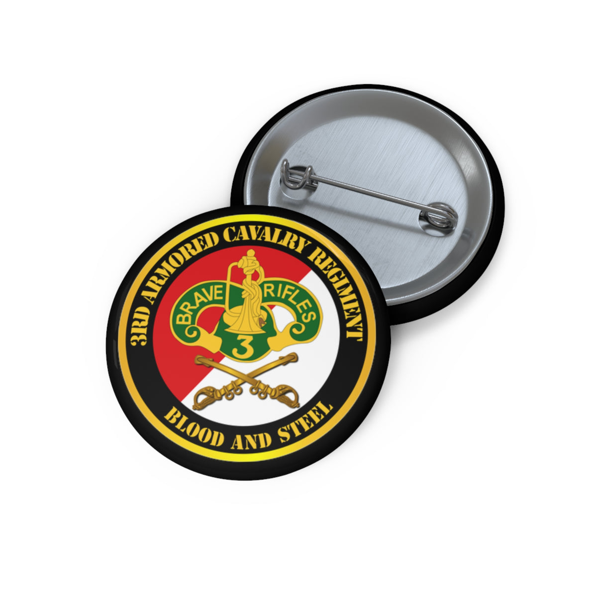 Custom Pin Buttons - Army - 3rd Armored Cavalry Regiment DUI - Red Whi ...