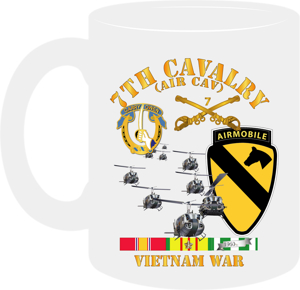Army - 7th Cavalry (Air Cav) - 1st Cav Division with Service Ribbons ...