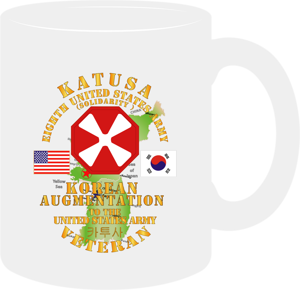 Army - KATUSA - 8th Army w Korea Map Green (1) - mug – MIP Brand Store