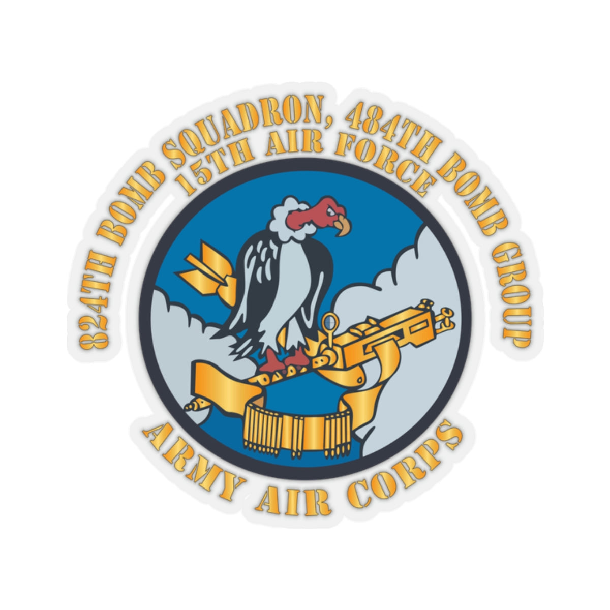 Kiss-Cut Stickers - AAC - 824th Bomb Squadron, 484th Bomb Group - 15th ...
