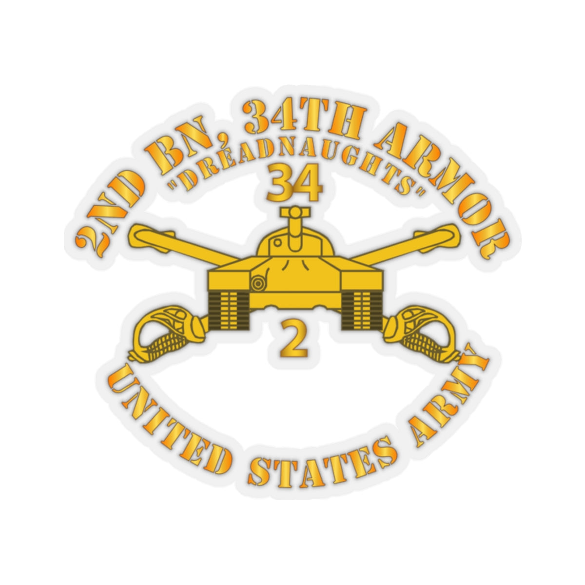 Kiss-Cut Stickers - Army - 2nd Bn 34th Armor - Dreadnaughts - Armor Br ...