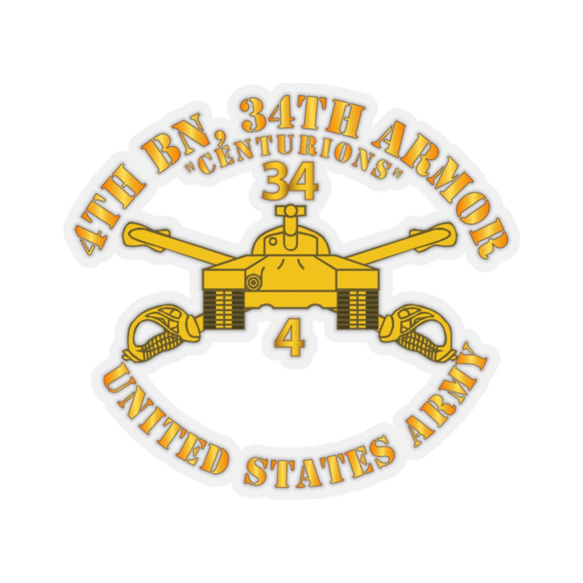 Kiss-Cut Stickers - Army - 4th Bn, 34th Armor - Centurions - Armor Bra ...