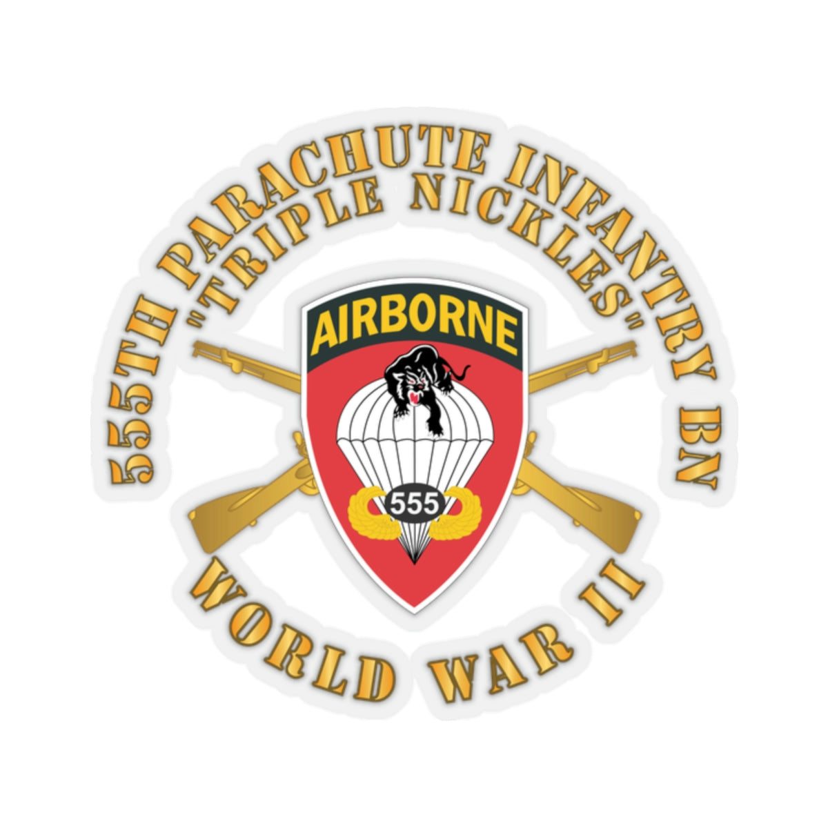 Kiss-Cut Stickers - Army - 555th Infantry Parachute Bn SSI - Triple Ni ...