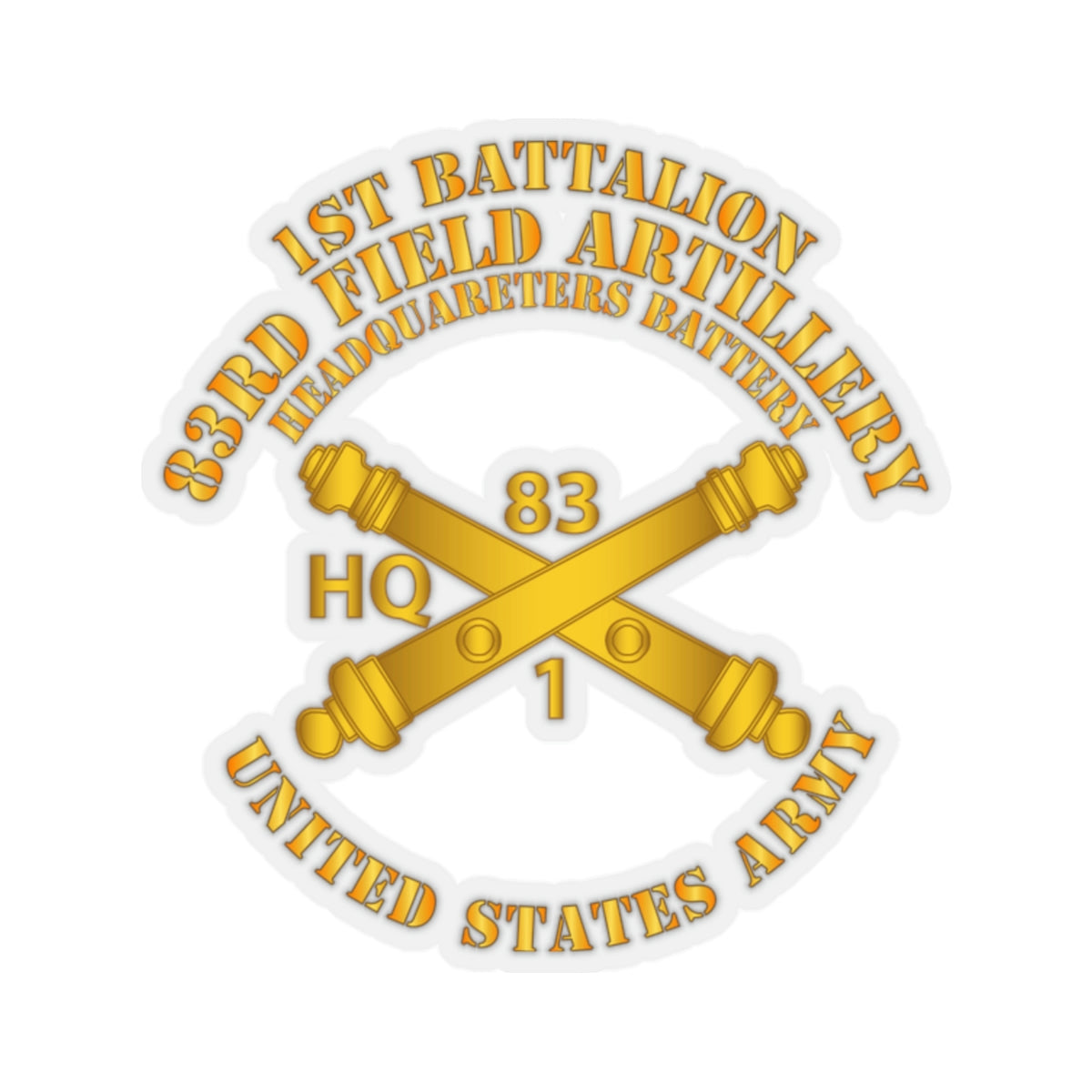 Kiss-Cut Stickers - Army - HQ Btry 1st Bn 83rd Field Artillery Regt - – MIP Brand Store