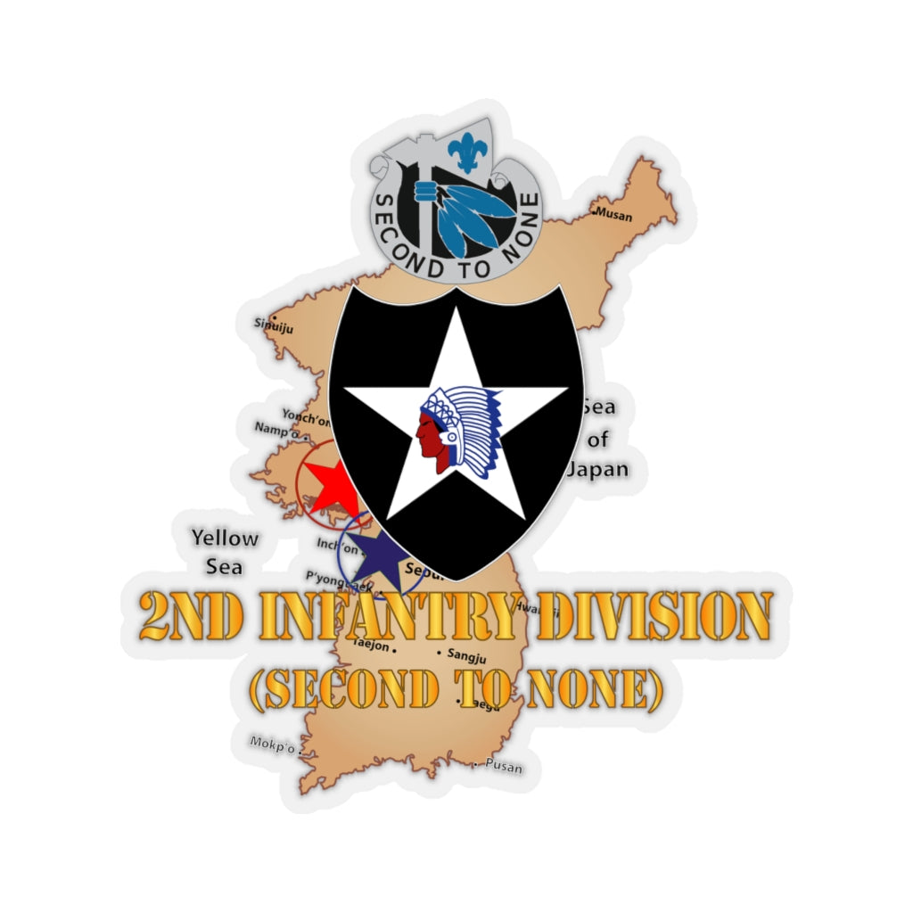 Kiss-Cut Stickers - Army - Korea Map - 2nd Infantry Div - Second to No ...