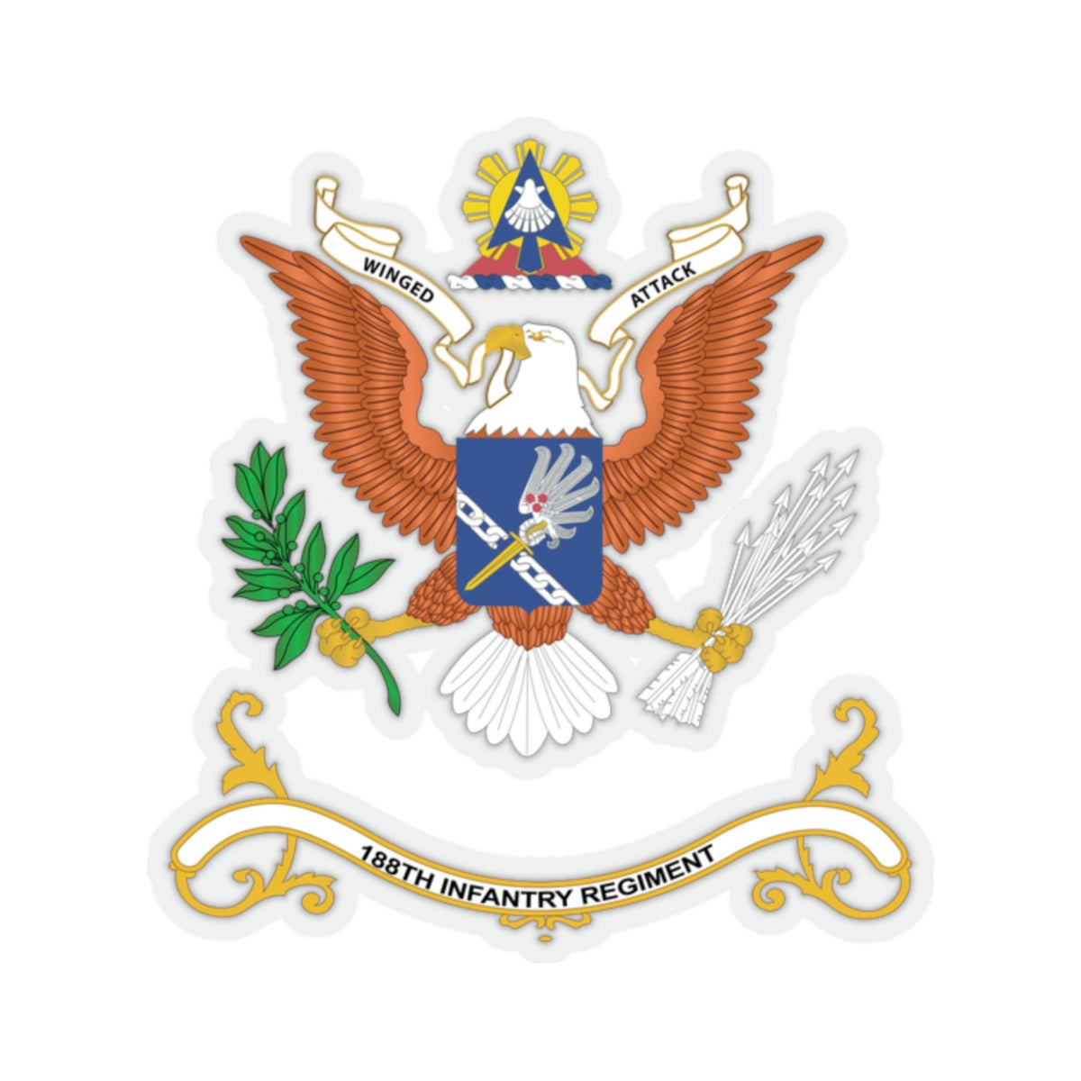 Kiss-Cut Stickers - Army - Regimental Colors - 188th Infantry Regiment ...