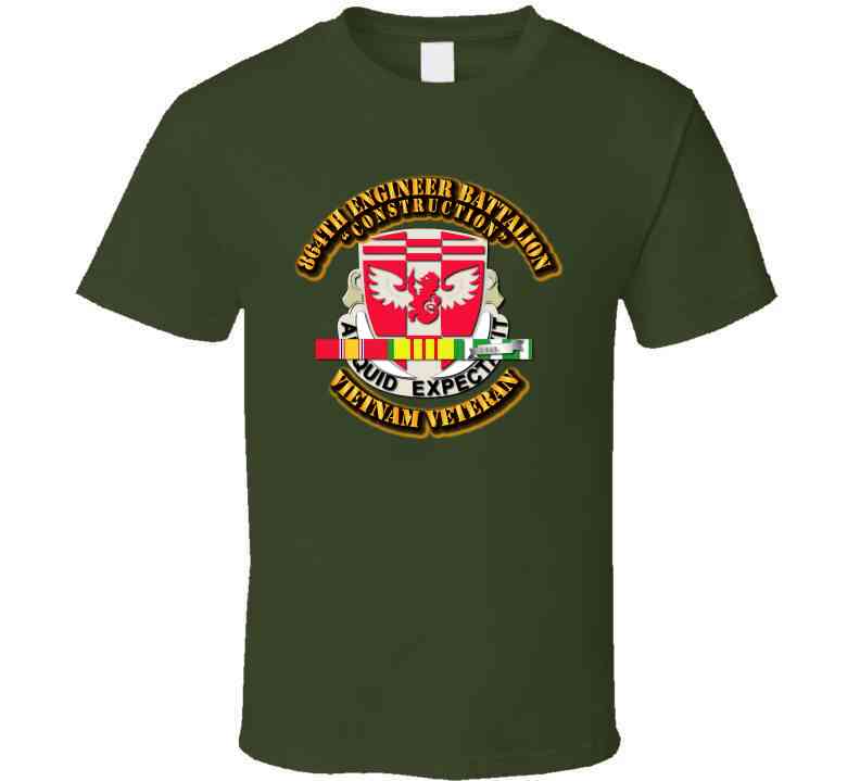 Army - 864th Engineer Battalion with Vietnam Service Ribbon T Shirt, P ...